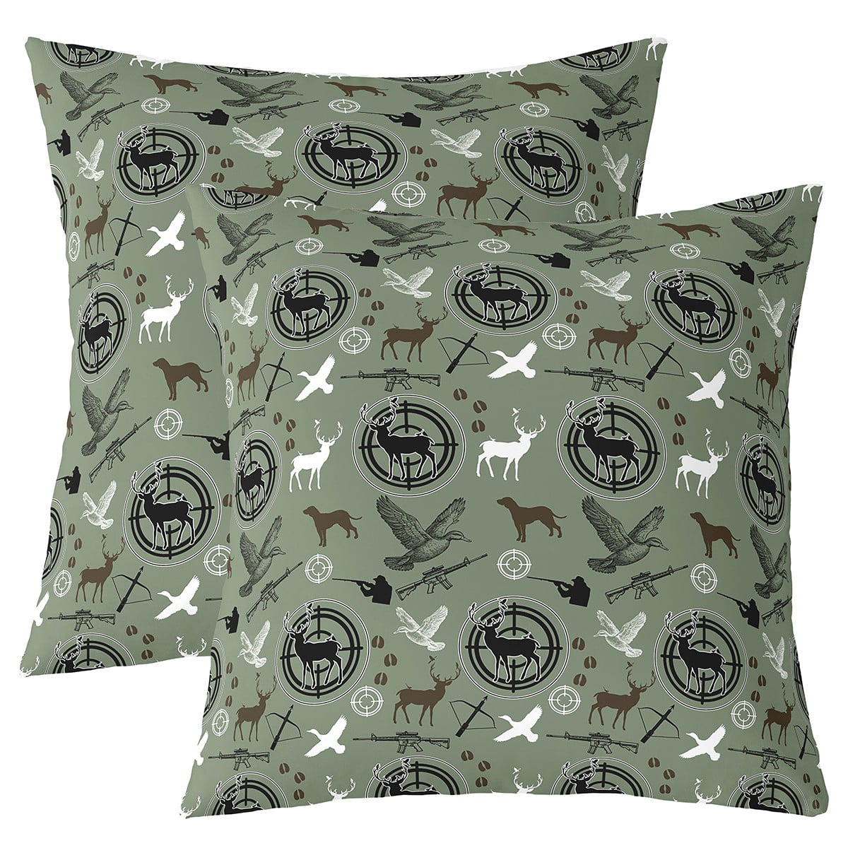 Erosebridal Rustic Hunting Cushion Covers for Sofa Set of 2, Deer Bird ...