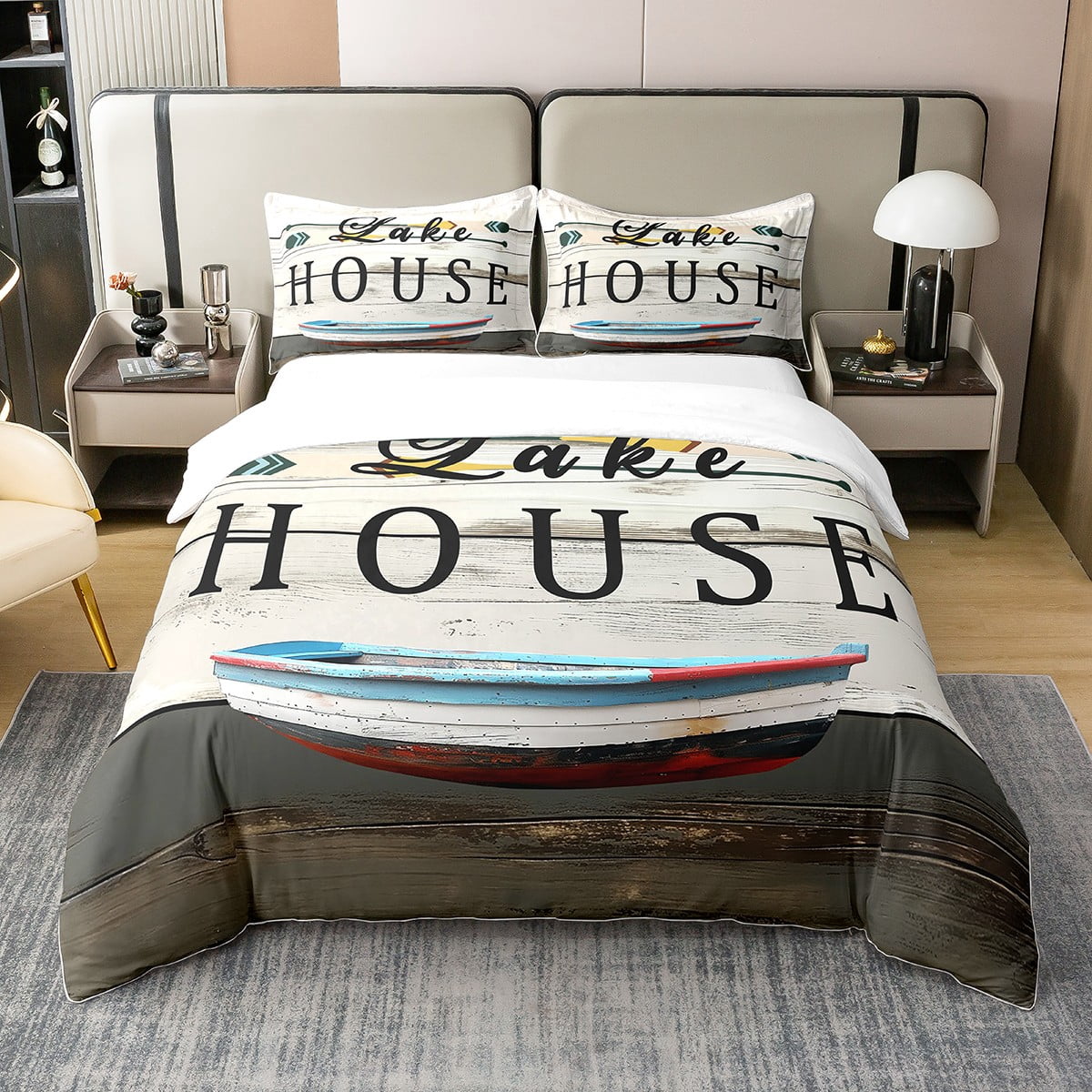 Erosebridal Rustic Lake House 100% Cotton Duvet Cover Full Size ...