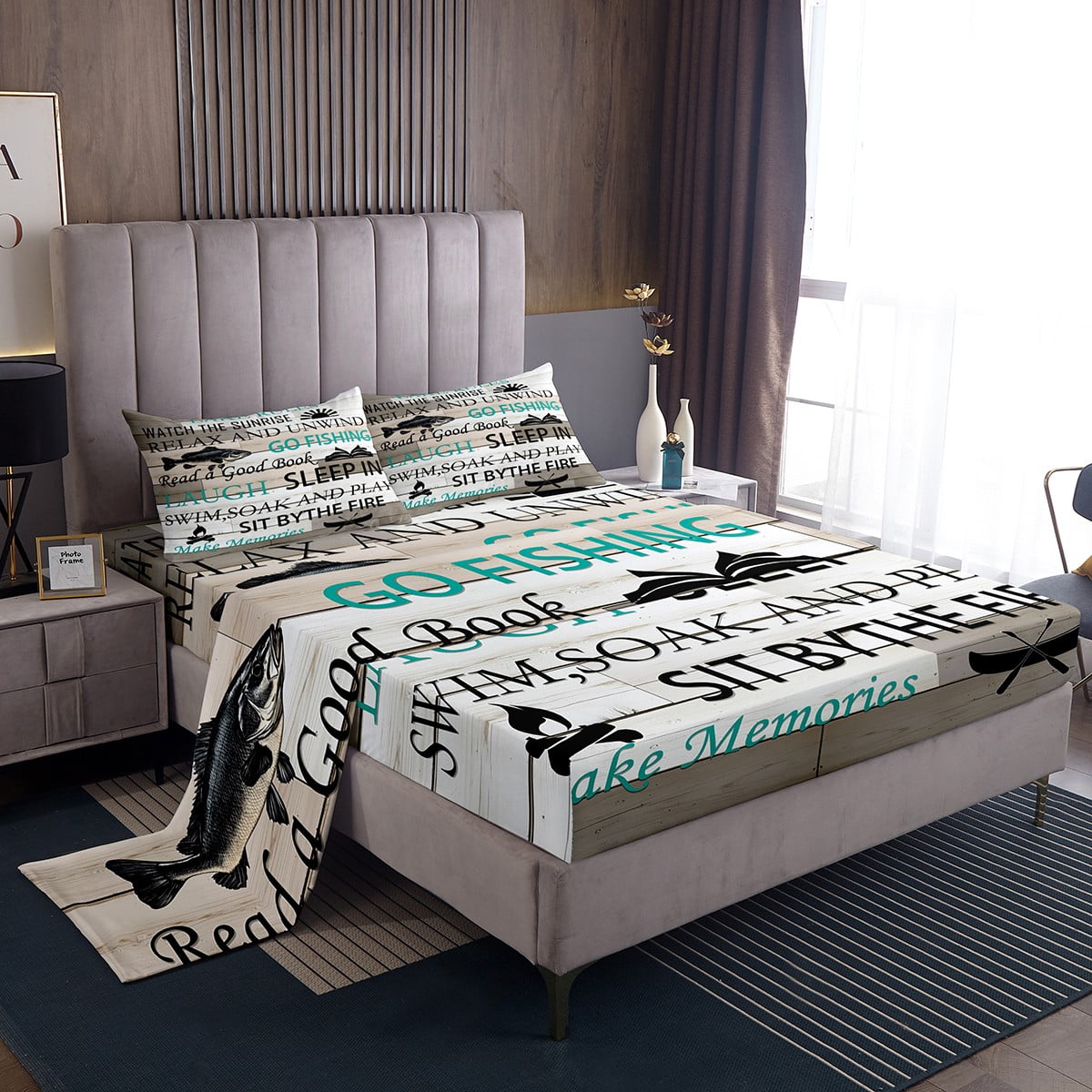 Erosebridal Rustic Lake House Bed Sheets Set Queen Size, Vintage ...