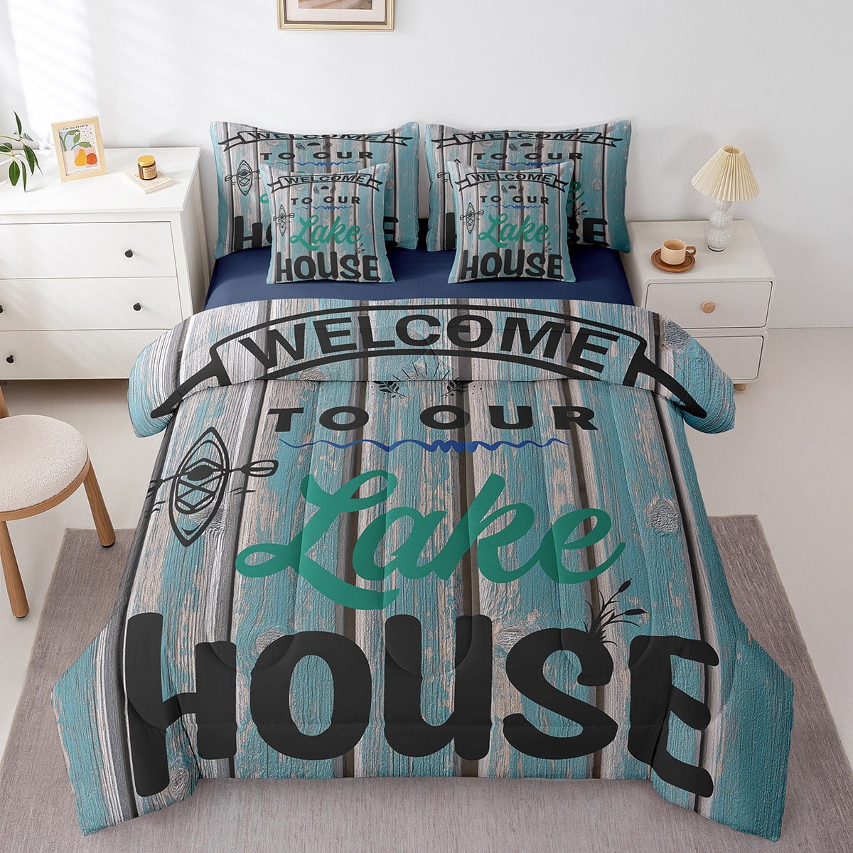 Erosebridal Rustic Lake House Bed in a Bag Twin Size, Vintage Lodge ...