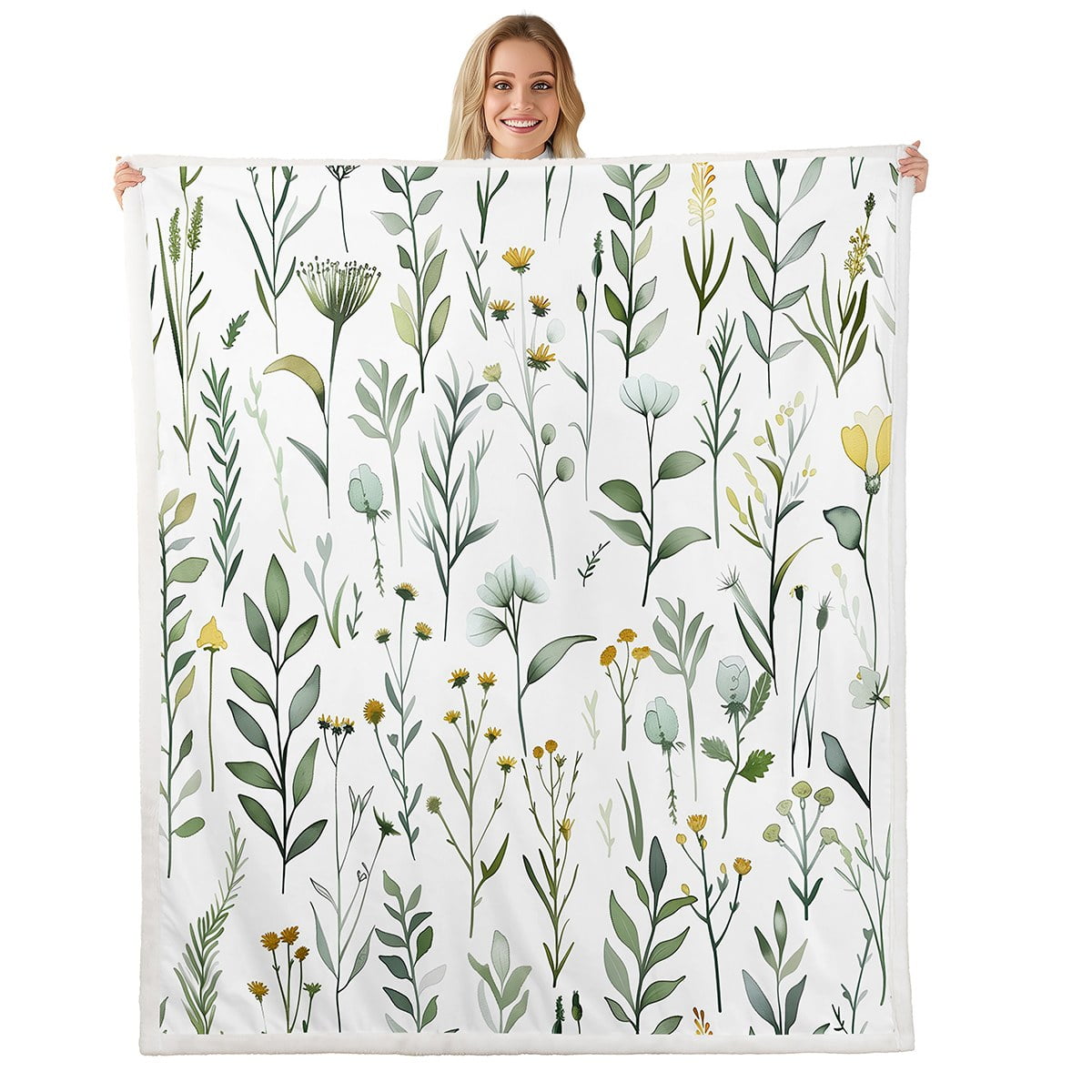 Erosebridal Rustic Leaf Sherpa Blanket, Plant Botanical Fleece Blanket, Teena Adult Plush ...