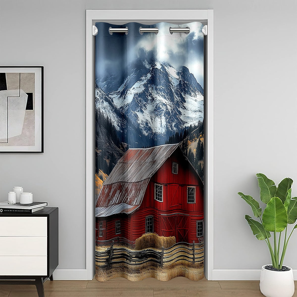 Erosebridal Rustic Lodge Cabin Door Curtain Panel 59x80, Vintage ...