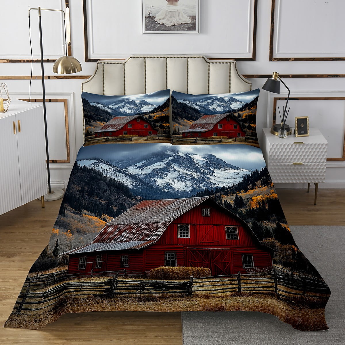 Erosebridal Rustic Lodge Cabin Quilt Sets for King Size Bed, Vintage ...