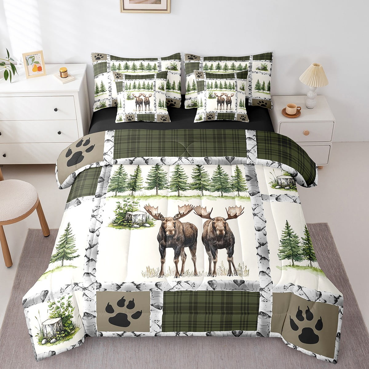 Erosebridal Rustic Moose Bed in a Bag Twin Size, Vintage Farmhouse Bed ...