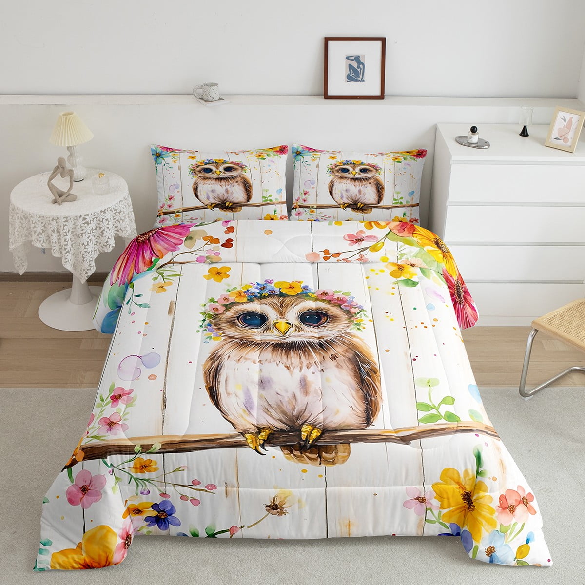 Erosebridal Rustic Owl Bedding King Comforter Set, Old Barn Door Down ...