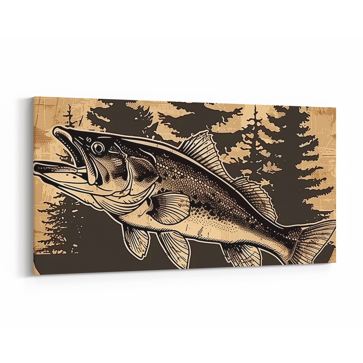 Erosebridal Rustic Pike Fish Paintings Wall Decor Bathroom, Vintage ...