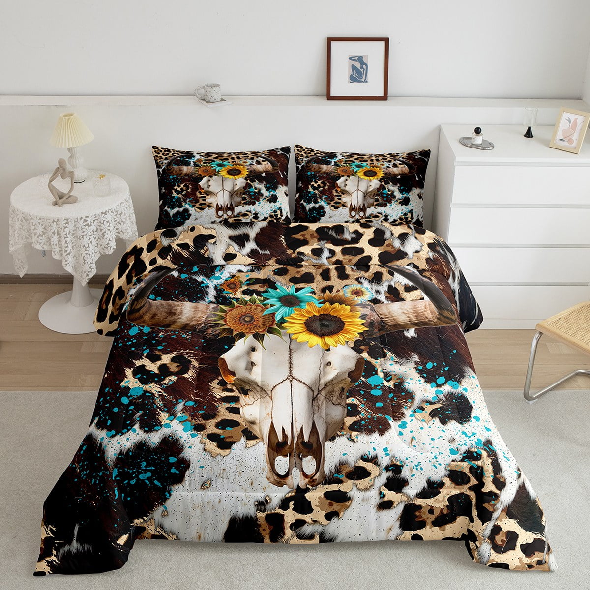 Erosebridal Rustic Skeleton Comforter Sets Twin Size, Western Animal ...
