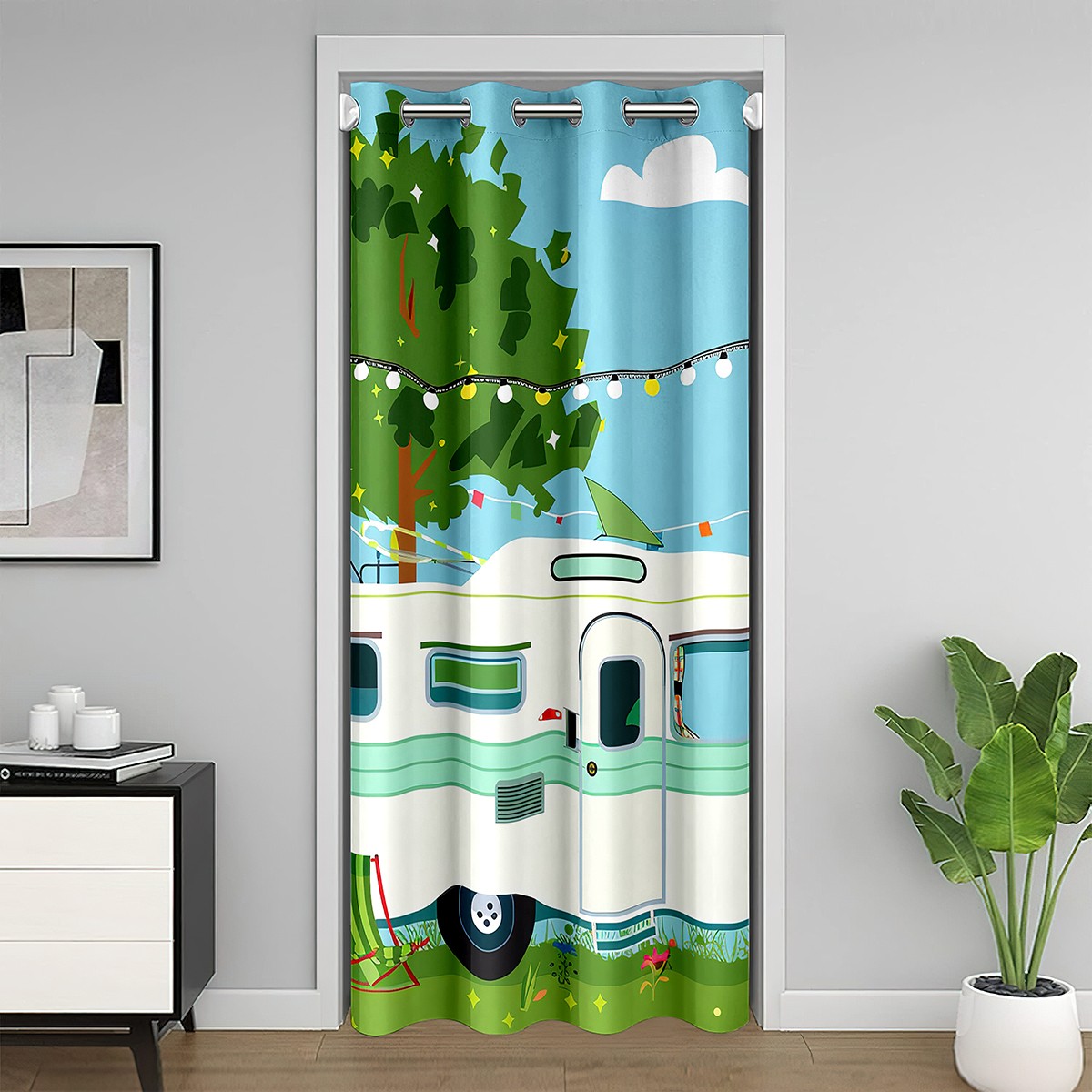 Erosebridal Rv Camper Door Curtain,Happy Camping Blackout Curtain 52"W ...