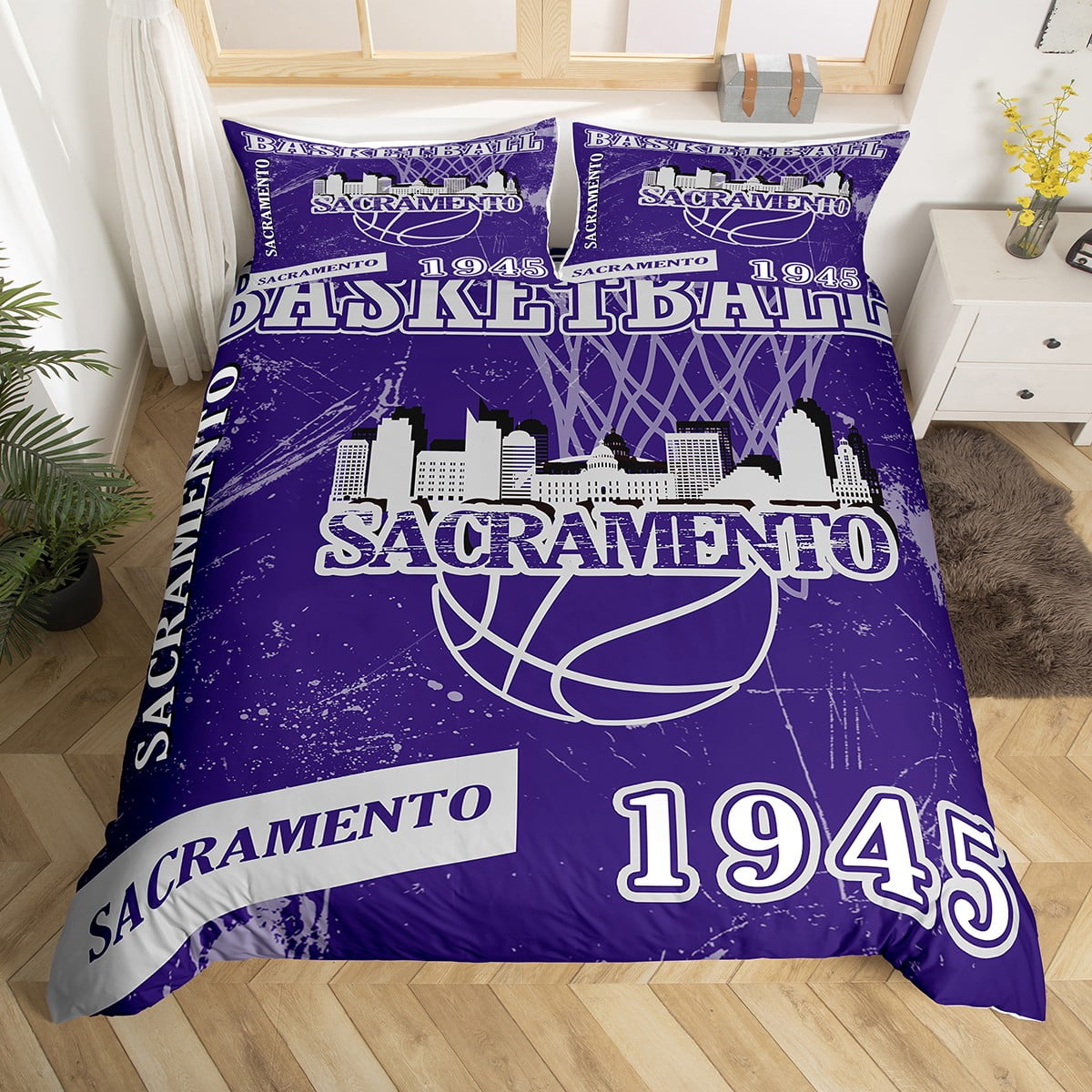 Erosebridal Sacramento Duvet Cover Queen,Basketball Sports City Bedding ...