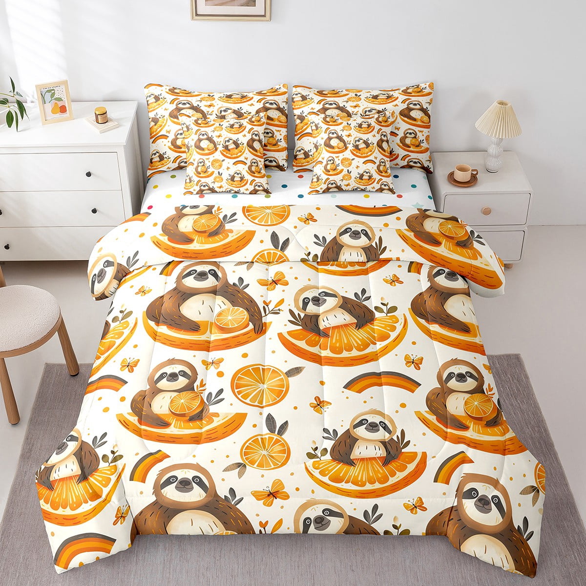 Erosebridal Safari Animal Sloth Bed in a Bag Twin Size,Cute Orange ...