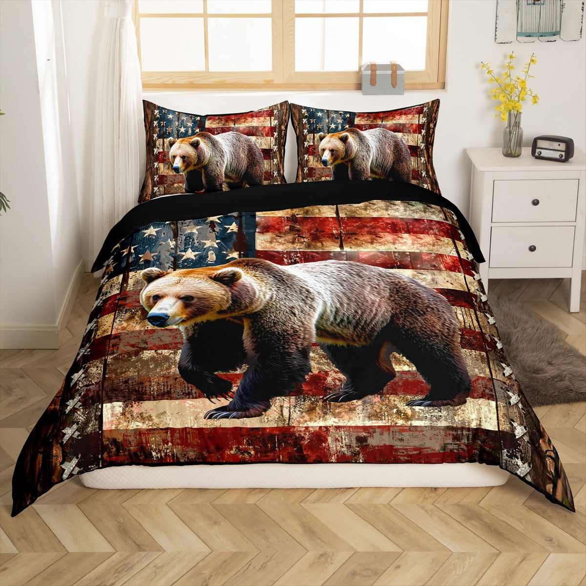 Erosebridal Safari Bear Comforter Cover Queen, Rustic Farmhouse Bedding ...
