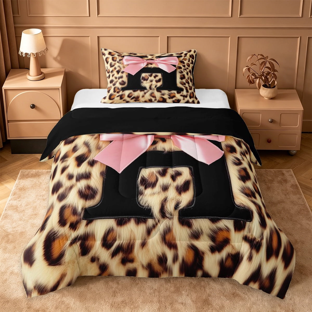 Erosebridal Safari Cheetah Print Twin Comforter Sets For Kids,Pink ...