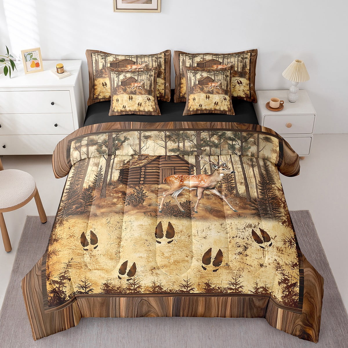 Erosebridal Safari Deer Bedding Queen Size,Jungle Wildlife Comforter ...