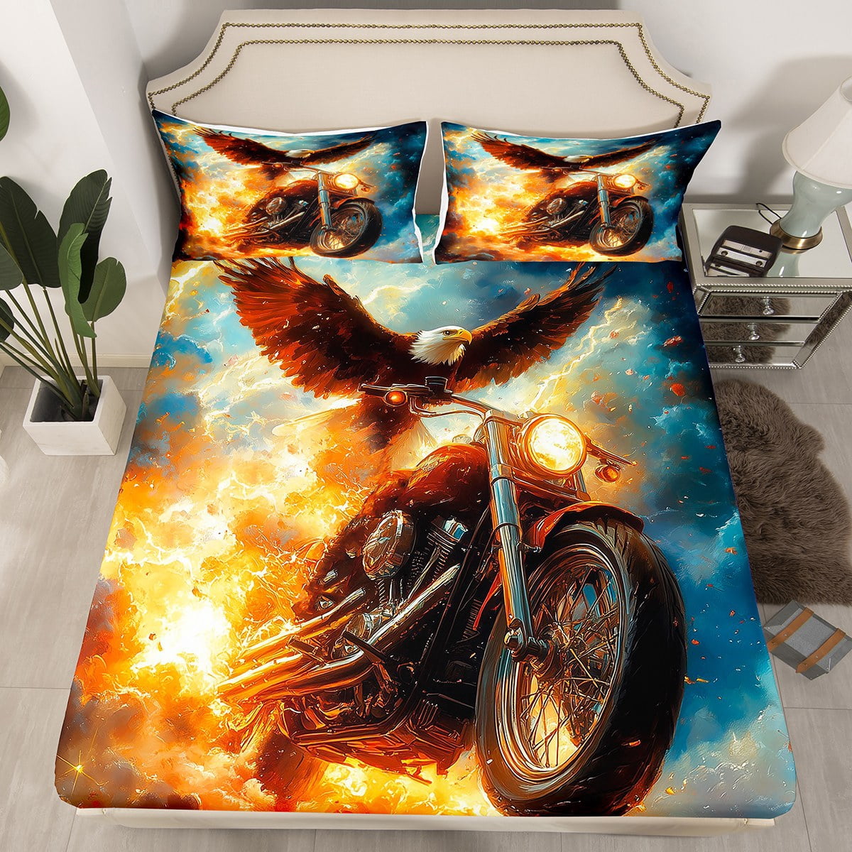 Erosebridal Safari Eagle Fitted Sheet Full,Dirt Bike Bedding Set Full ...