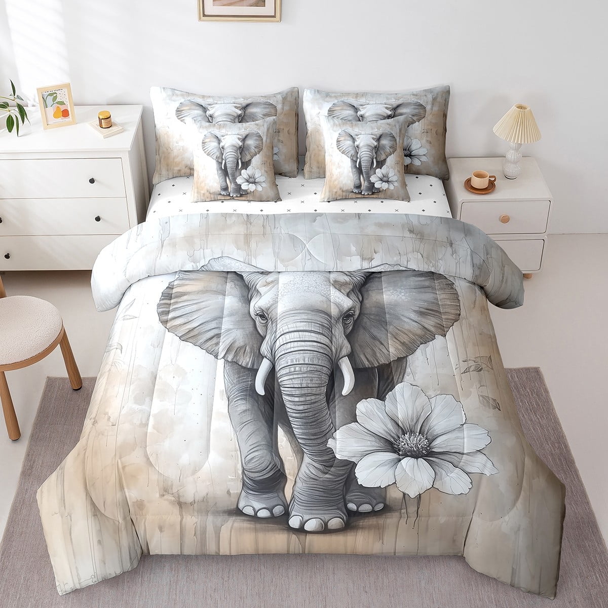 Erosebridal Safari Elephant Bedding Sets Twin Size,Jungle Animal ...