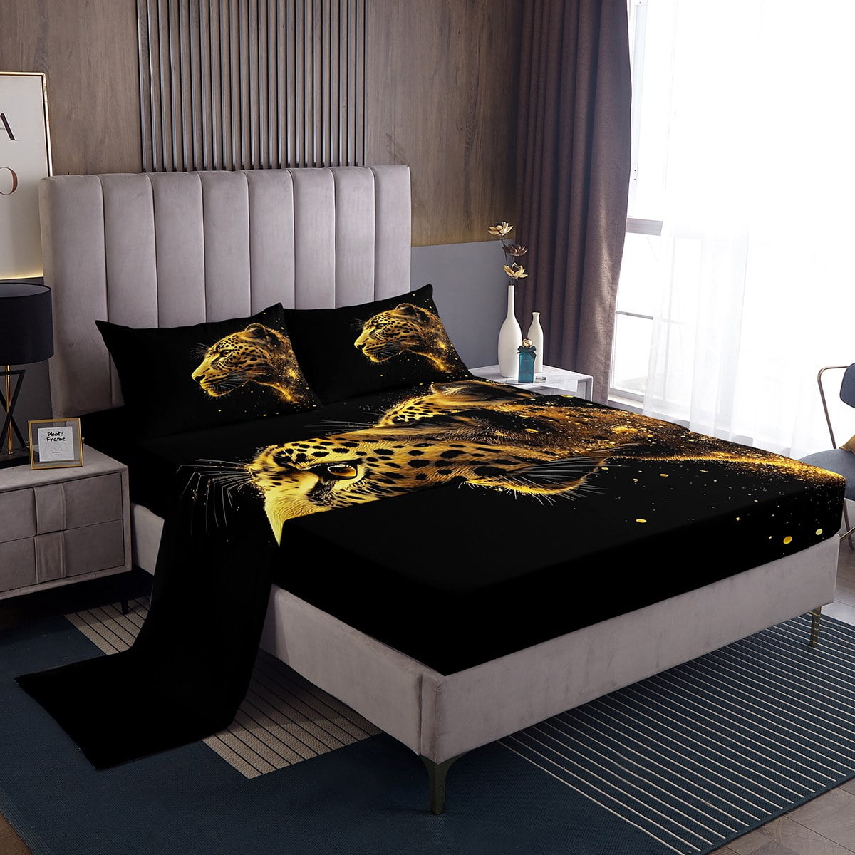 Erosebridal Safari Leopard Bed Sheets Queen, Woodland Animal Wildlife ...