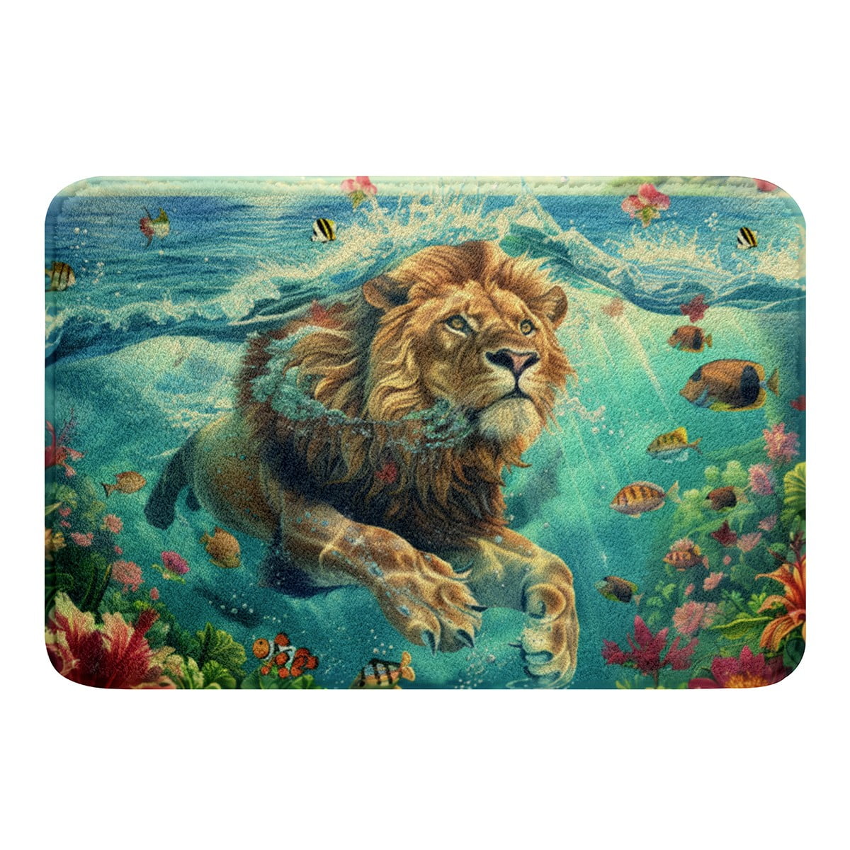 Erosebridal Safari Lion Bath Mat Non Slip Ocean Theme Bathroom Rug ...