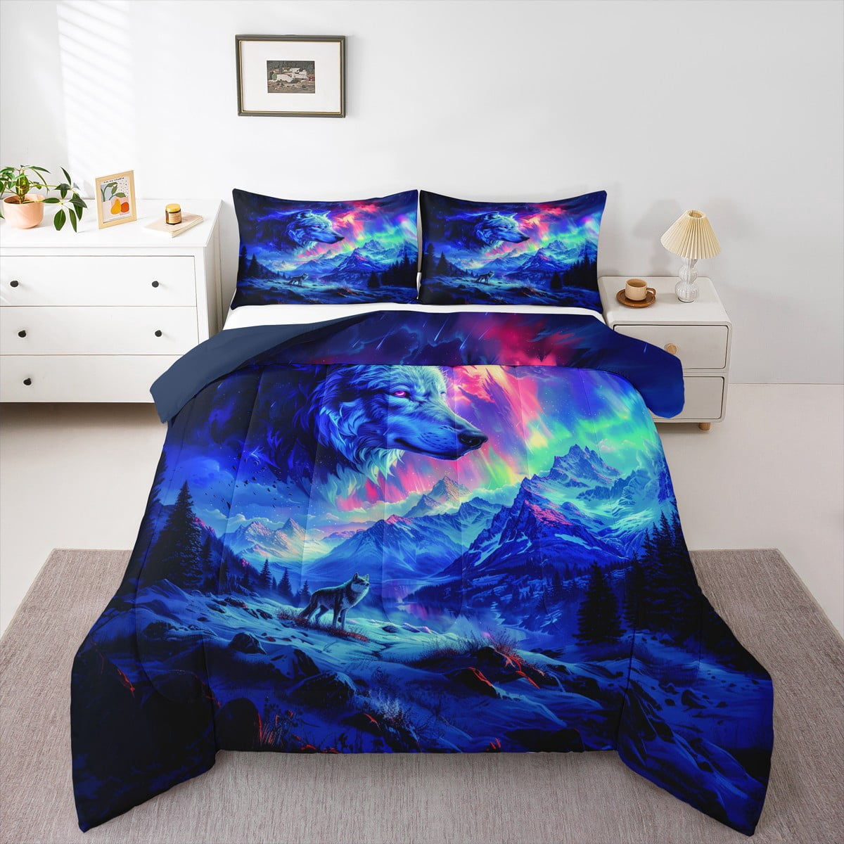 Erosebridal Safari Wolf Bedding Queen Comforter Set,Jungle Wildlife ...