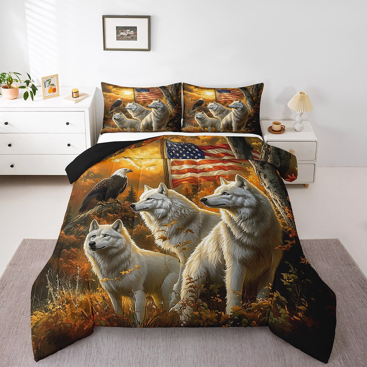Erosebridal Safari Wolf Bedding Sets Queen with Comforter, Jungle ...