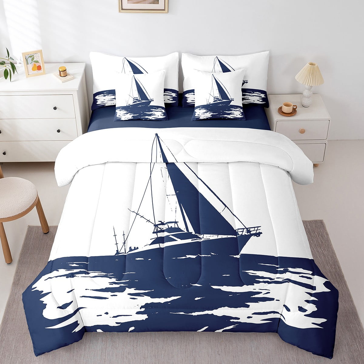 Erosebridal Sail Boat Bed in a Bag King size, Ocean Sea Nautical ...