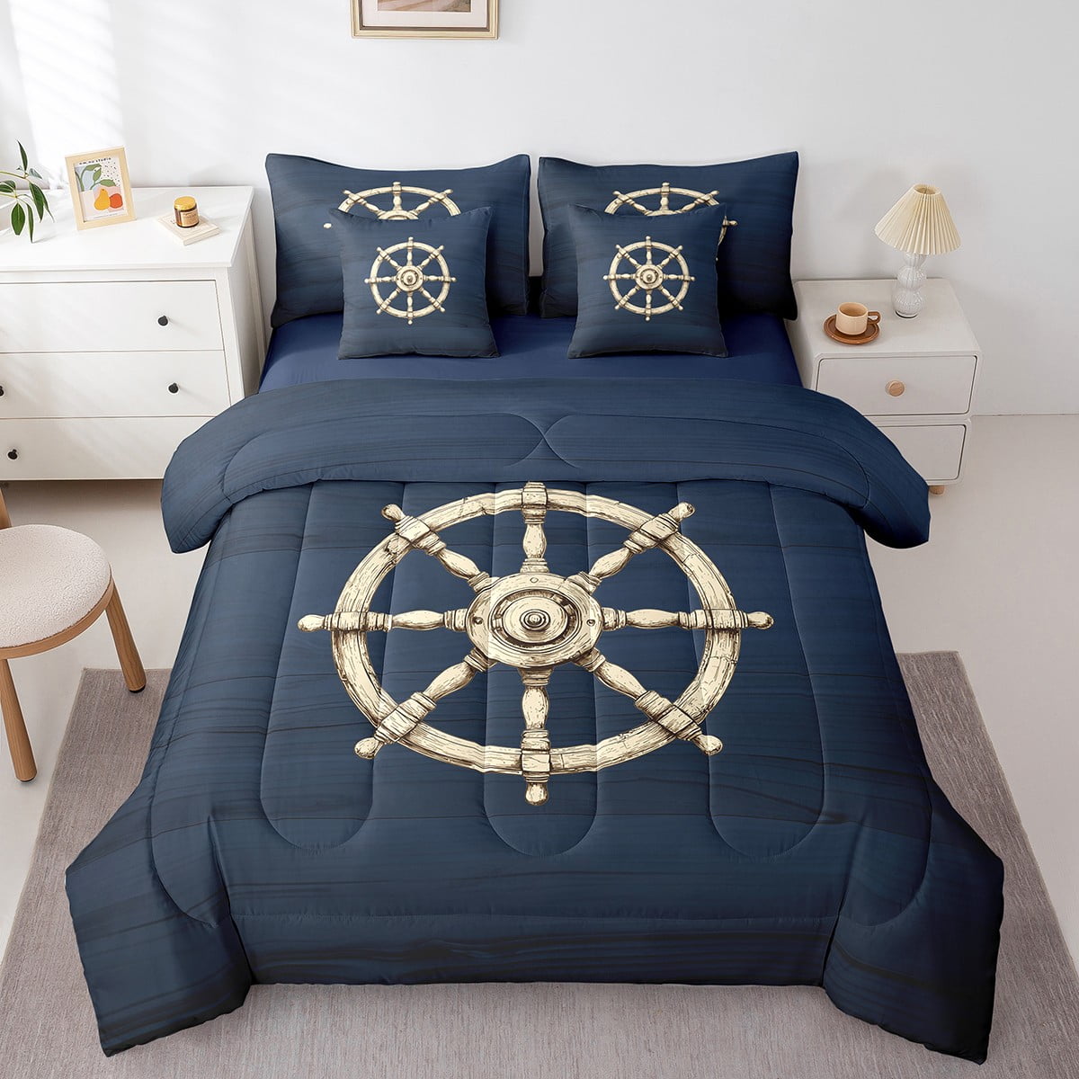 Erosebridal Sailboat Rudder Bed in a Bag Queen size, Ocean Nautical Bed ...