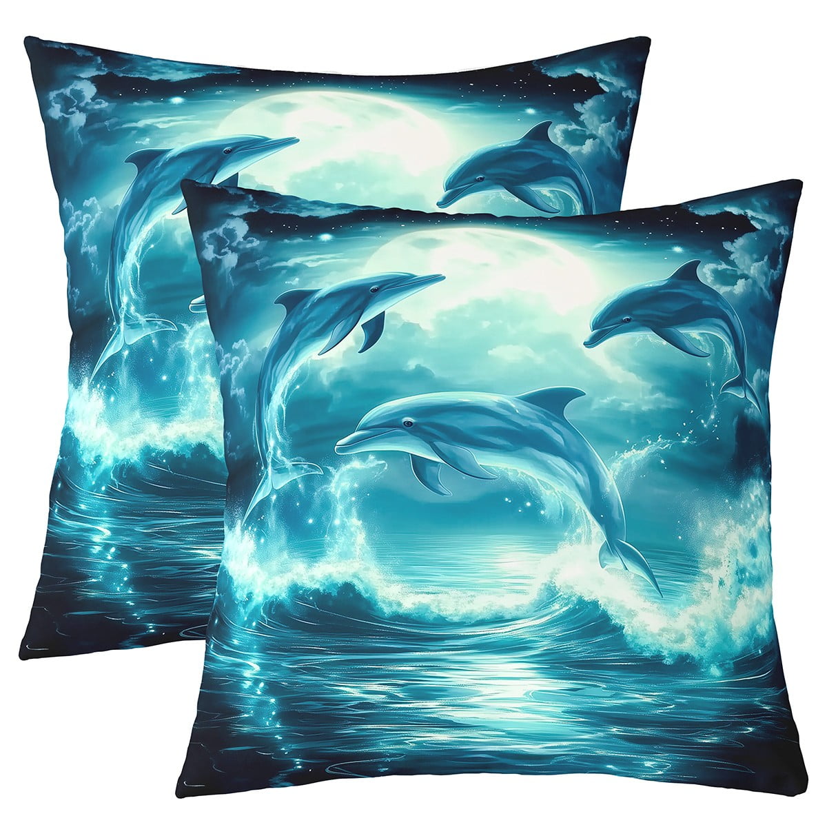 Erosebridal Sea Dolphin Pillow Cases Set Of 2,Dreamy Ocean Wildlife ...