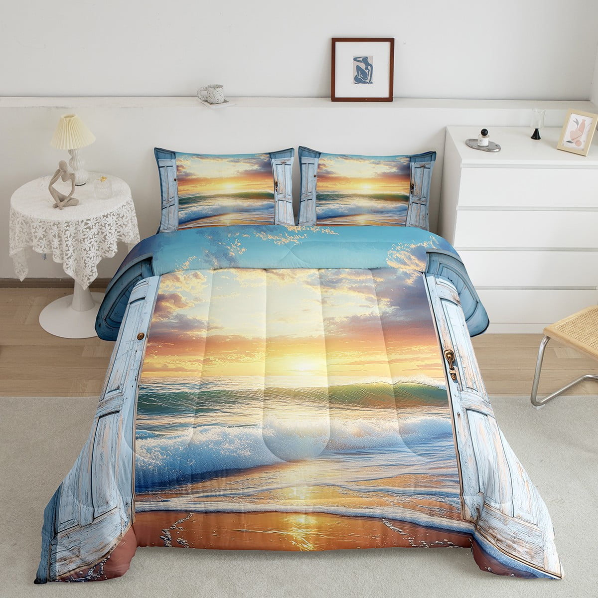 Erosebridal Sea Ocean Beach Comforter Sets Full Size, Coastal Farmhouse ...
