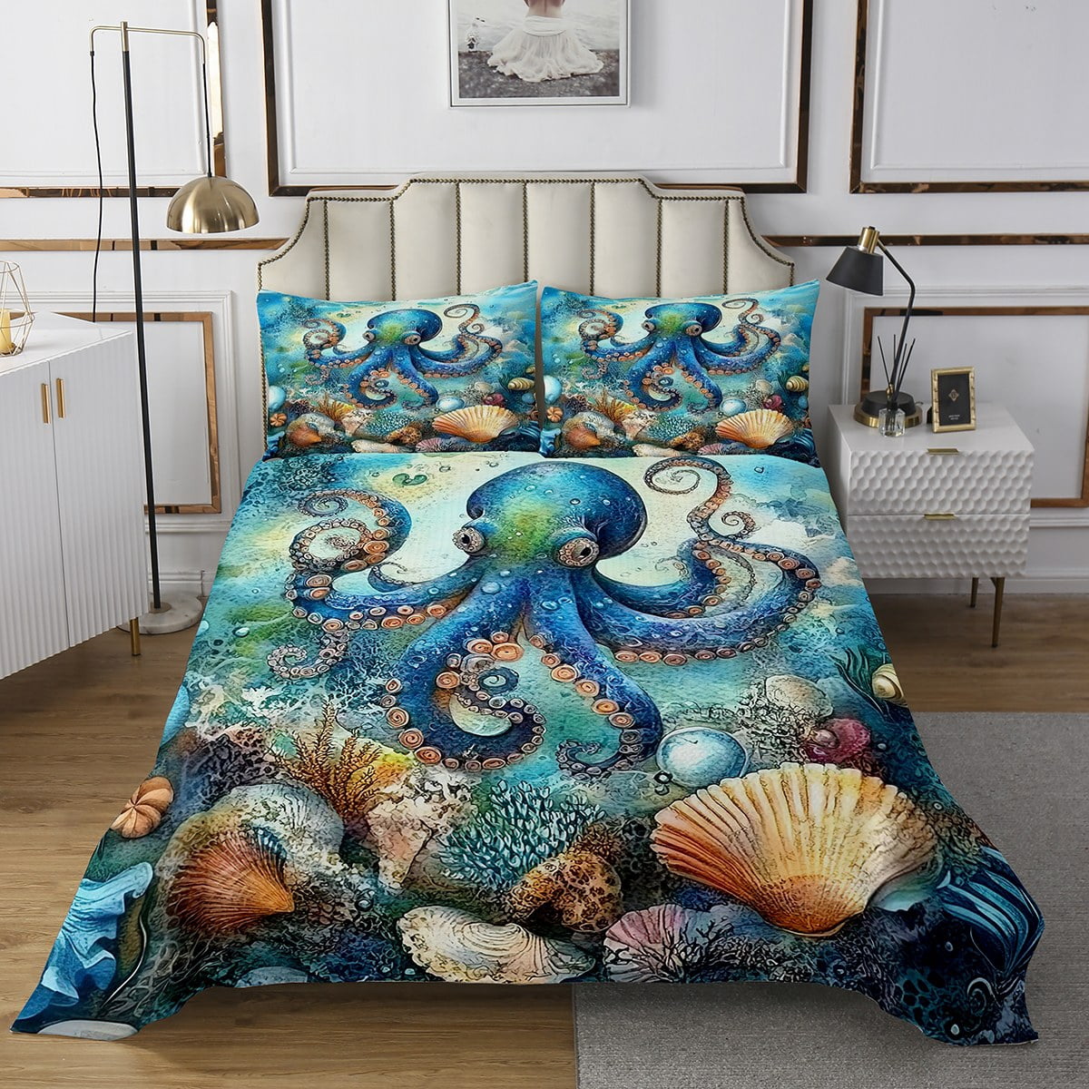 Erosebridal Sea Octopus Bedspread Sets Queen Size, Ocean Sealife ...