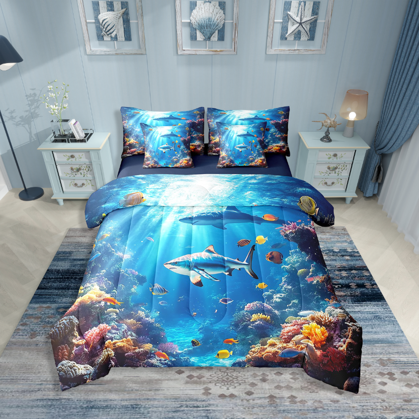 Erosebridal Sea Shark Bedding Queen Size,Ocean Wildlife Bedding Sets ...