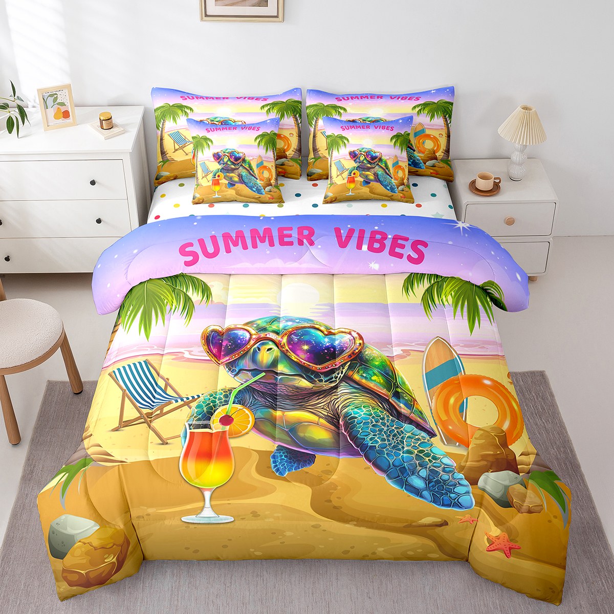 Erosebridal Sea Turtle Bed in a Bag King size,Ocean Beach Bedding King ...