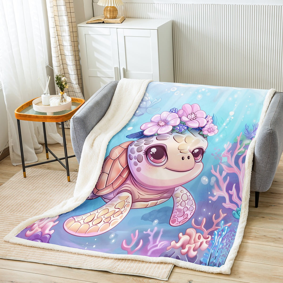 Erosebridal Sea Turtle Blanket Throw for Kids Girls Boys,Coastal Beach ...
