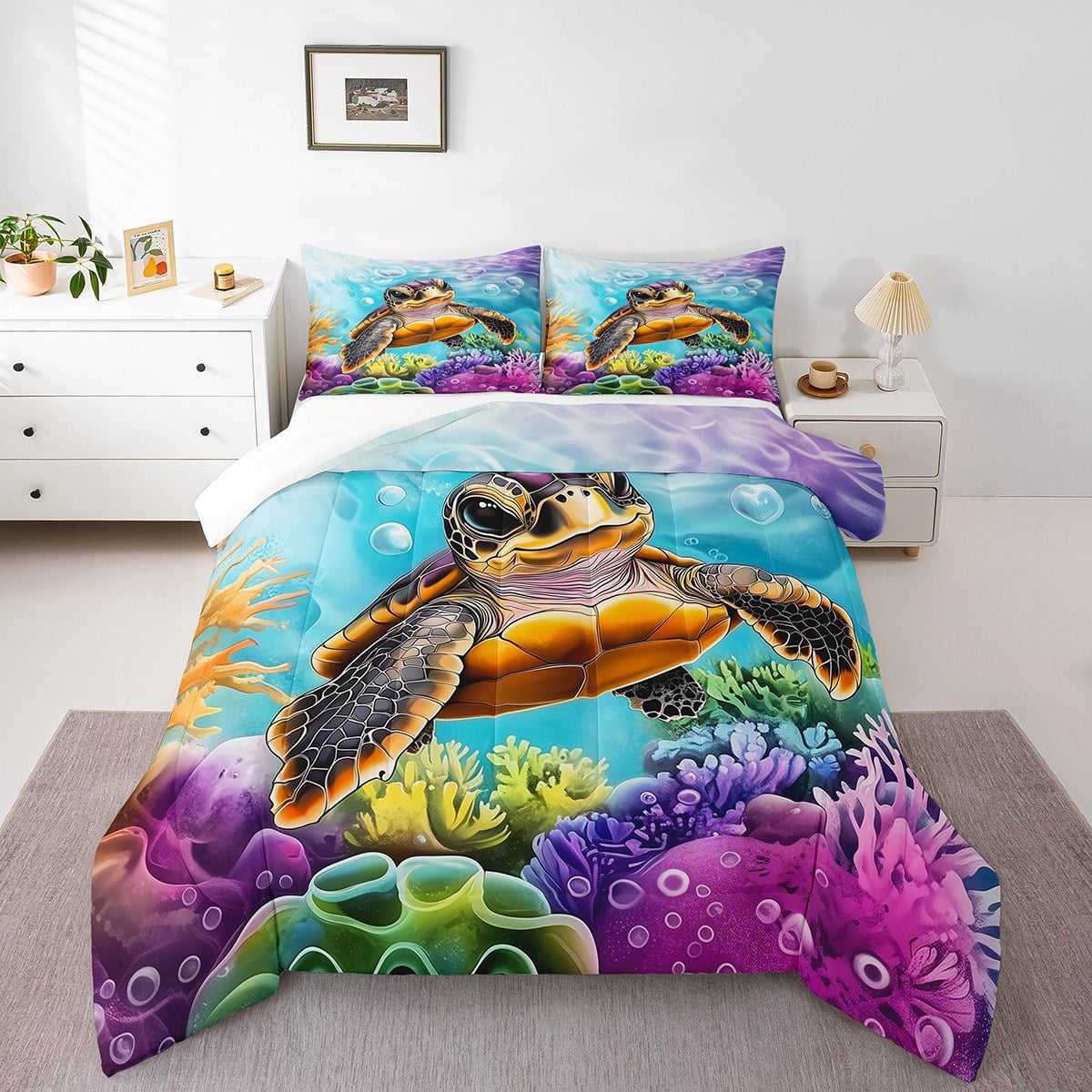 Erosebridal Sea Turtle Comforter Set Full Size Cute Ocean Animal ...