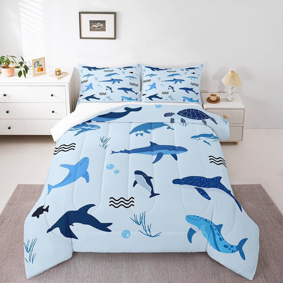 Erosebridal Sea Turtle Comforter Set Queen Size Shark Bedding Set ...