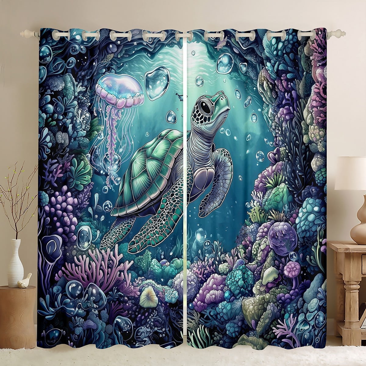 Erosebridal Sea Turtle Curtains and Drapes (38x54),Ocean Wildlife 30% ...