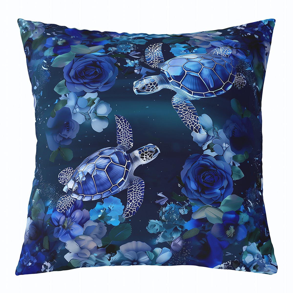 Erosebridal Sea Turtle Print Pillow Cases, Blue Flower Cushion Covers ...