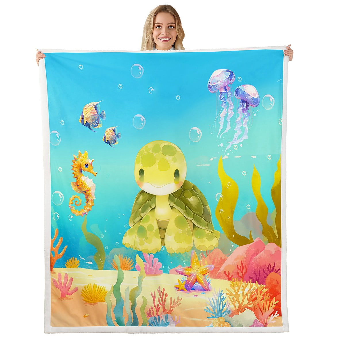 Erosebridal Sea Turtle Throw Blanket for Couch 30x40,Animal Seahorse ...