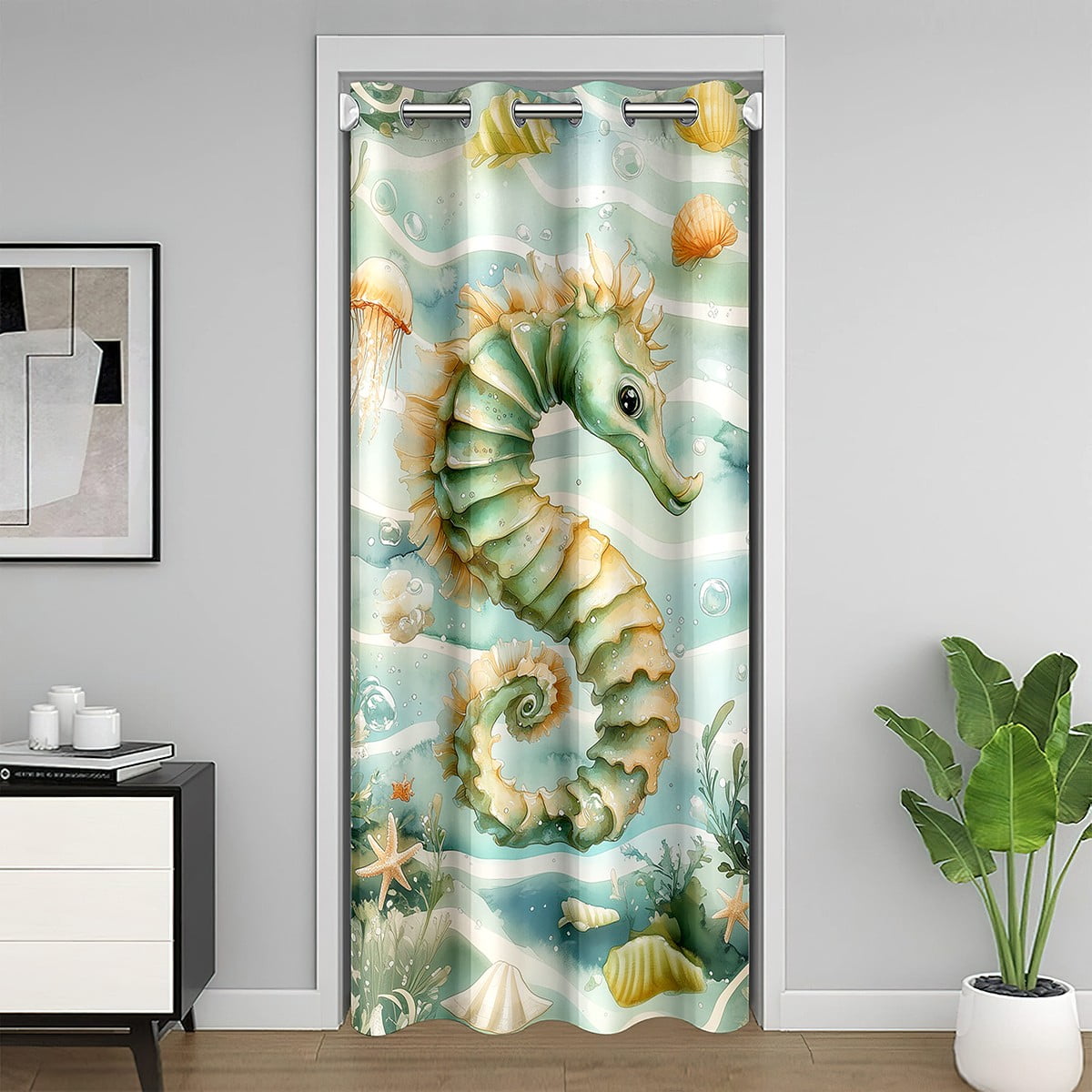 Erosebridal Sealife Seahorse Door Curtain Panel 42x80,Underwater World ...