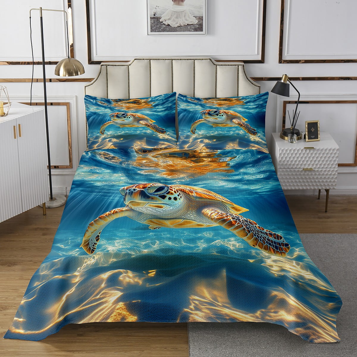 Erosebridal Sealife Turtle Coverlet Set King,Sea Wildlife Bedding Set ...