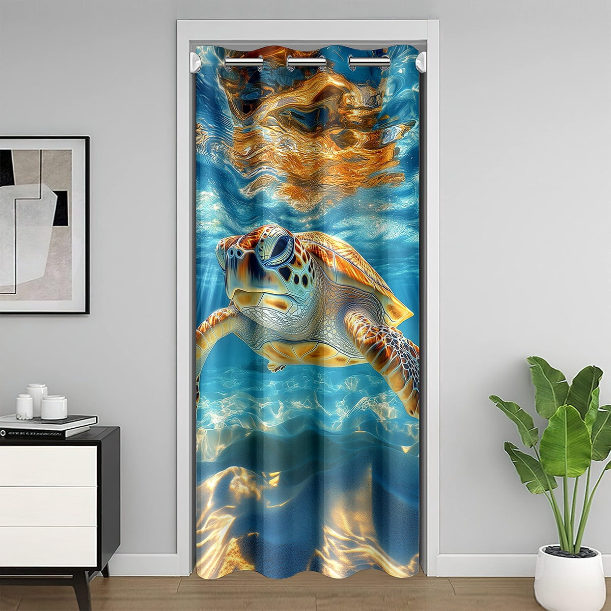 Erosebridal Sealife Turtle Door Curtain For Door Window 34x80,Sea ...