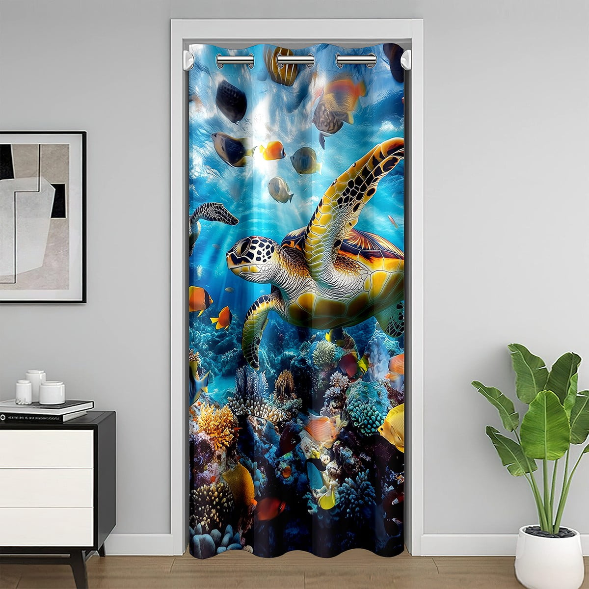 Erosebridal Sealife Turtle Door Curtain Panel 42x80,Underwater World ...