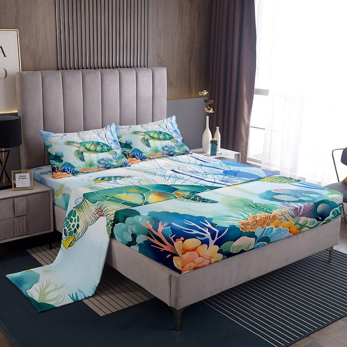 Erosebridal Sealife Turtle Queen Sheet Sets,Sea Animal Bedding Sets ...