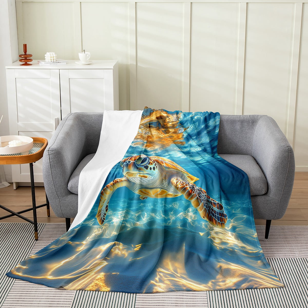 Erosebridal Sealife Turtle Throw Blanket for Couch 60x80,Sea Wildlife ...