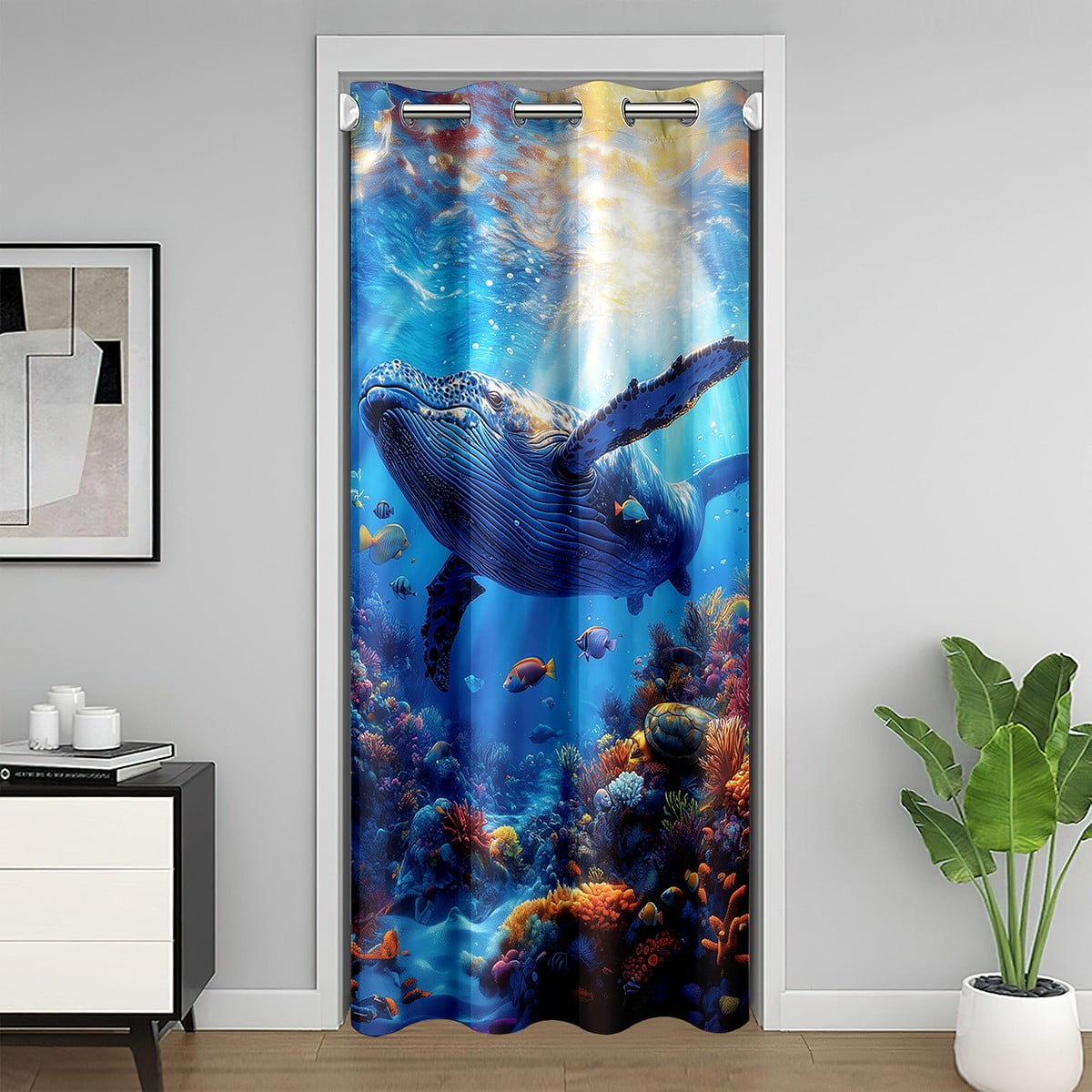 Erosebridal Sealife Whale Door Curtain Panel 42x80,Underwater World ...