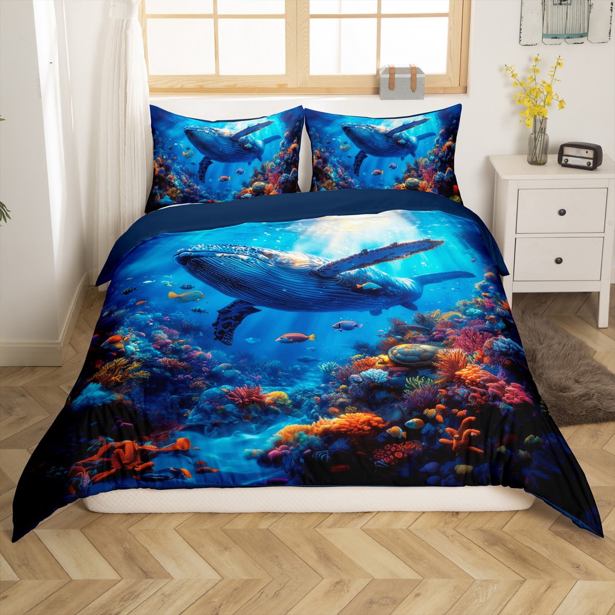 Erosebridal Sealife Whale Duvet Cover Full,Underwater World Bedding ...