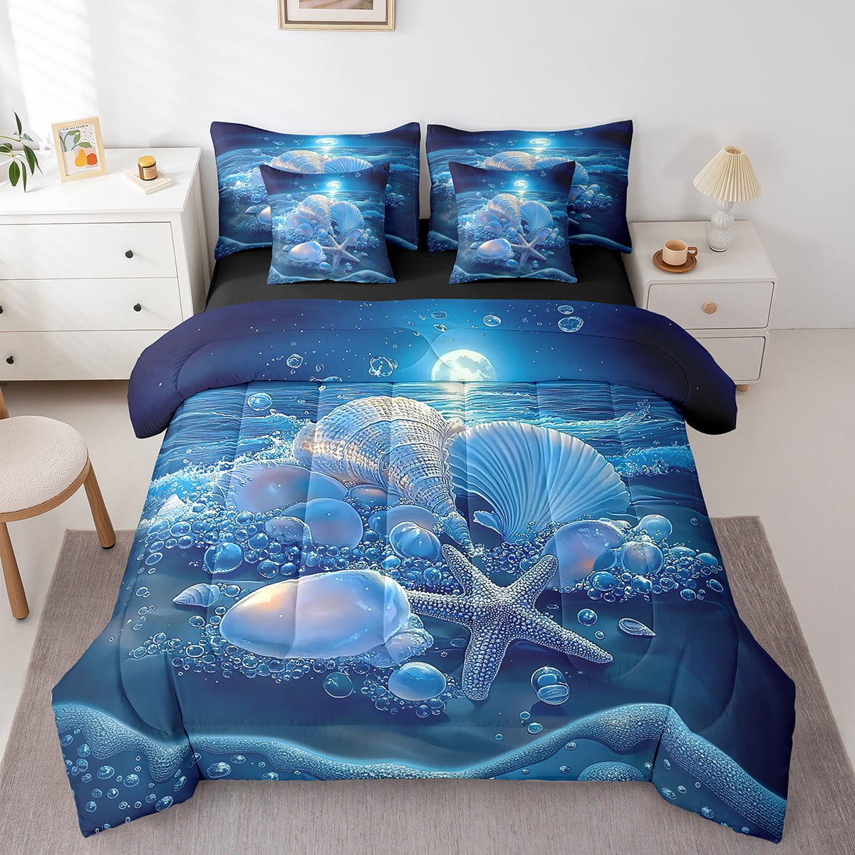Erosebridal Seashell Starfish Bedding Queen Size,Marine Animal ...