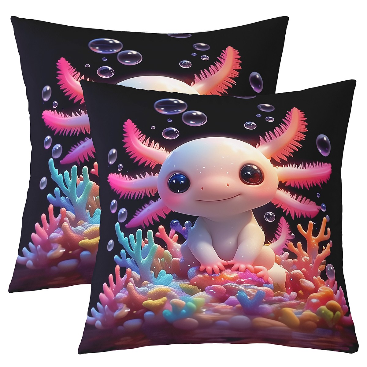 Erosebridal Set of 2 Pink Cartoon Axolotl 16x16 Pillow Cases Teen Girls ...