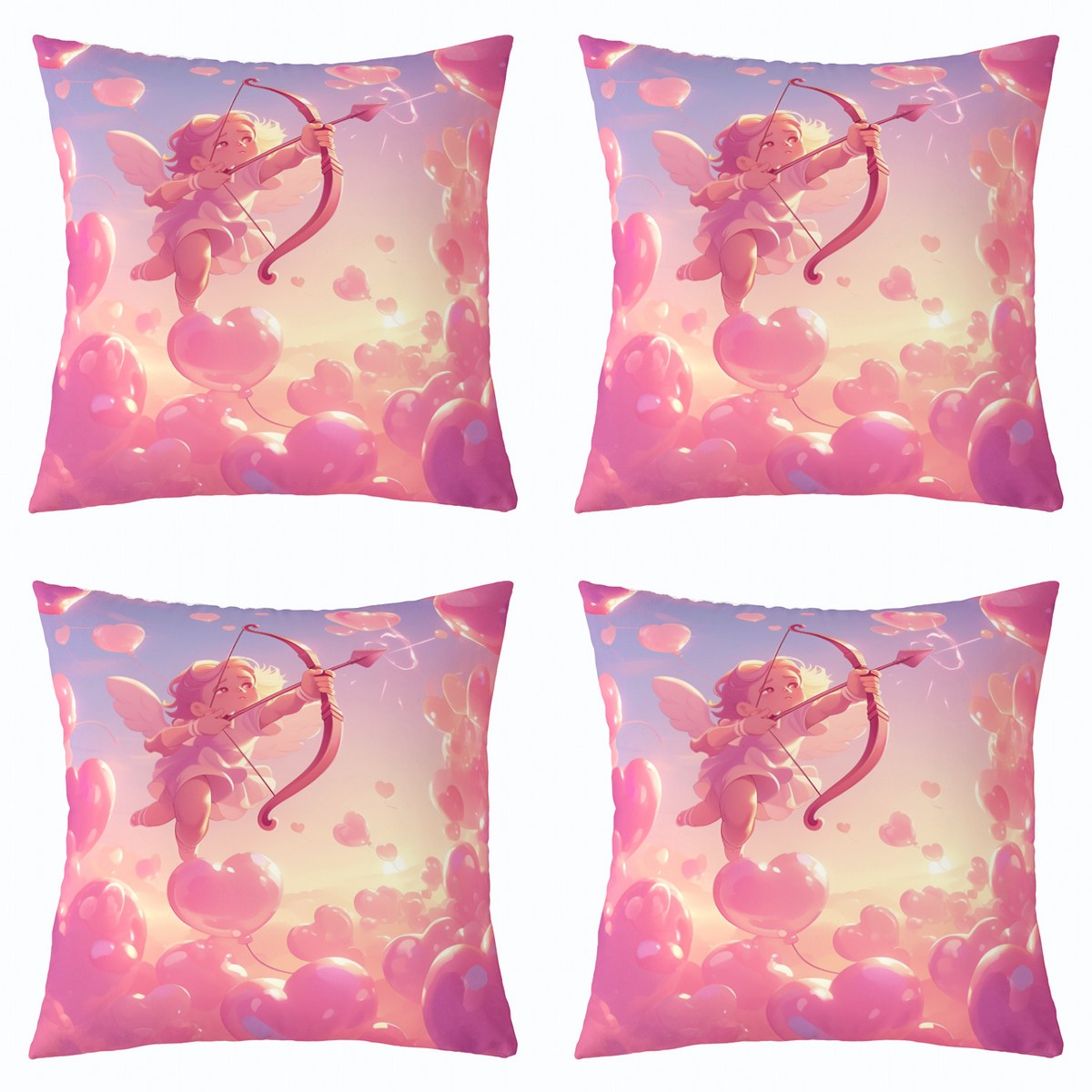 Erosebridal Set of 4 Cupid Arrow 20x20 Pillow Cases,Pink Romantic Love ...