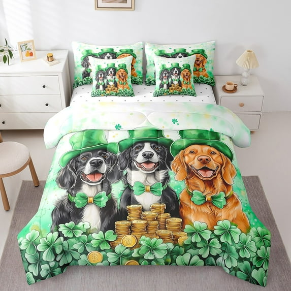 Erosebridal Shamrock Bedding Full Size for Teens, Lucky Dog Bedding ...