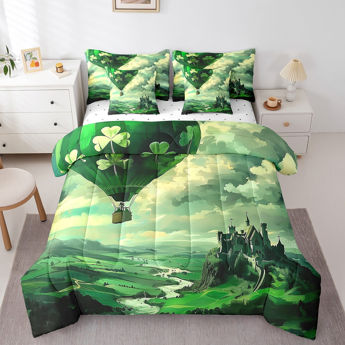 Erosebridal Shamrock Bedding Sets King Size for Teens, Rustic Comforter ...