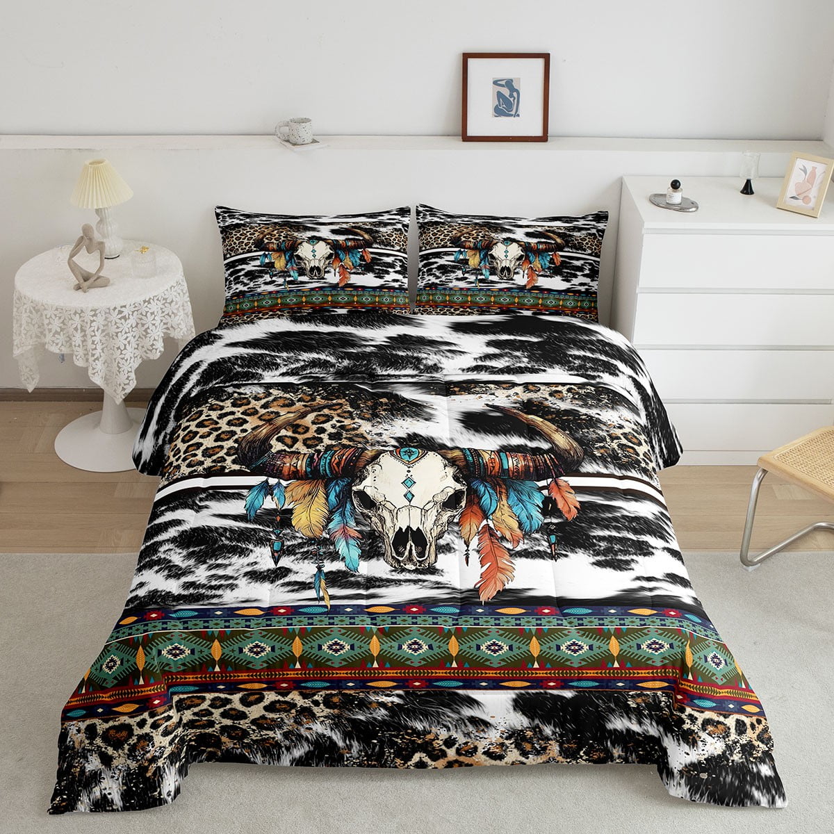 Erosebridal Sheep Skeleton Bedding Queen Comforter Set, Tribal Aztec ...